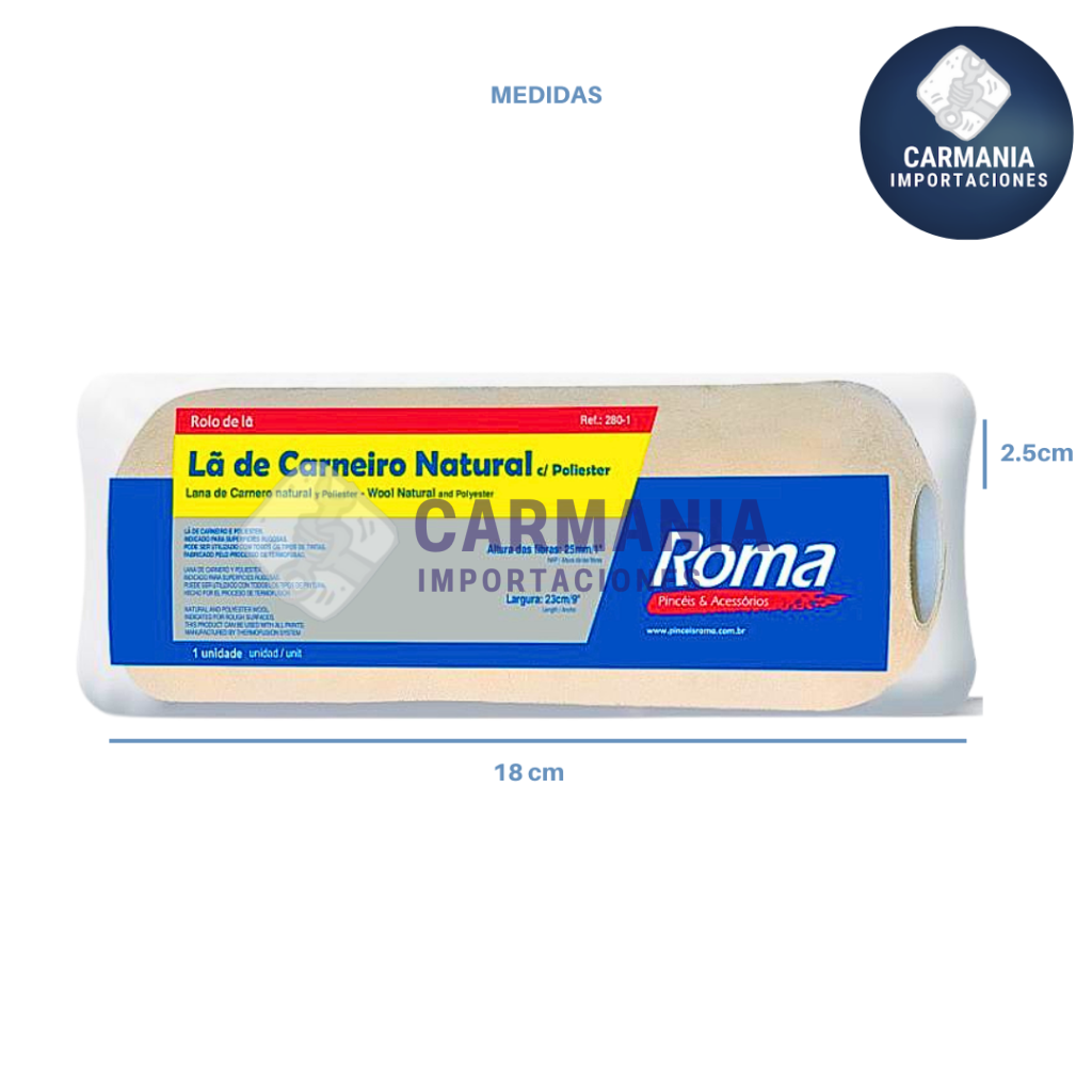 RODILLO LANA MIXTA 23CMX23MM S/MANGO 280 1 ROMA – Carmania Importaciones
